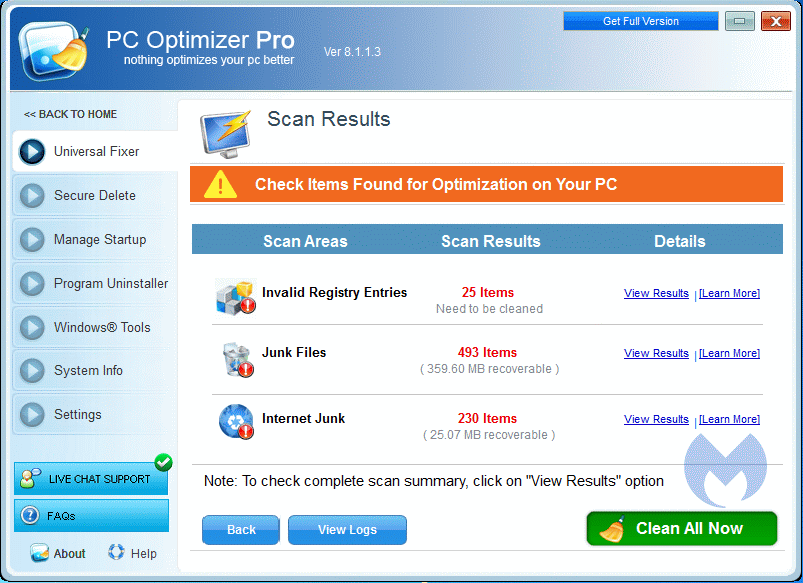 PUP.Optional.PCOptimizerPro - ThreatDown by Malwarebytes
