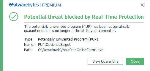 PUP.Optional.Spigot - ThreatDown by Malwarebytes