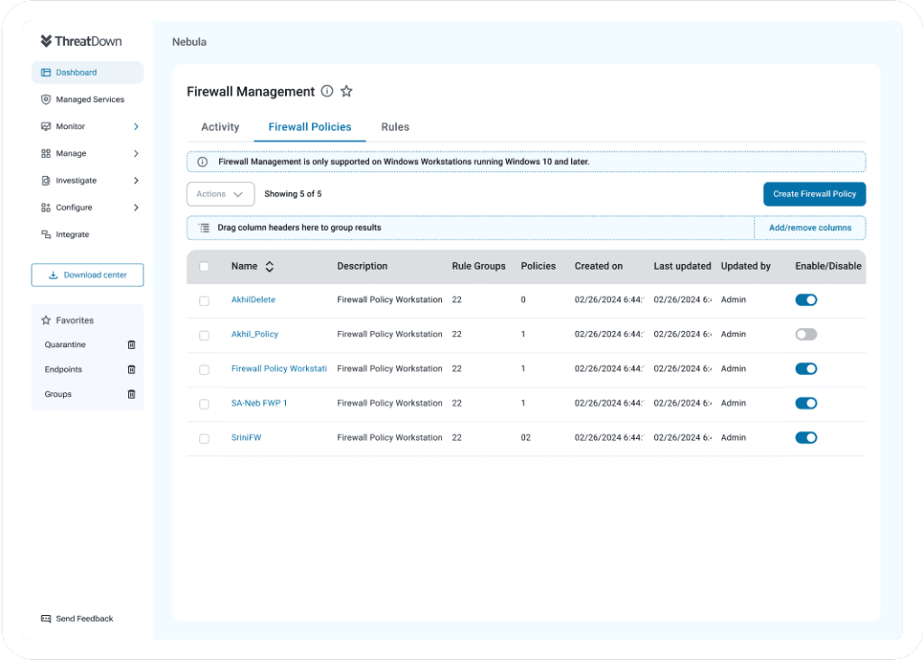 Firewall Management Service - ThreatDown by Malwarebytes